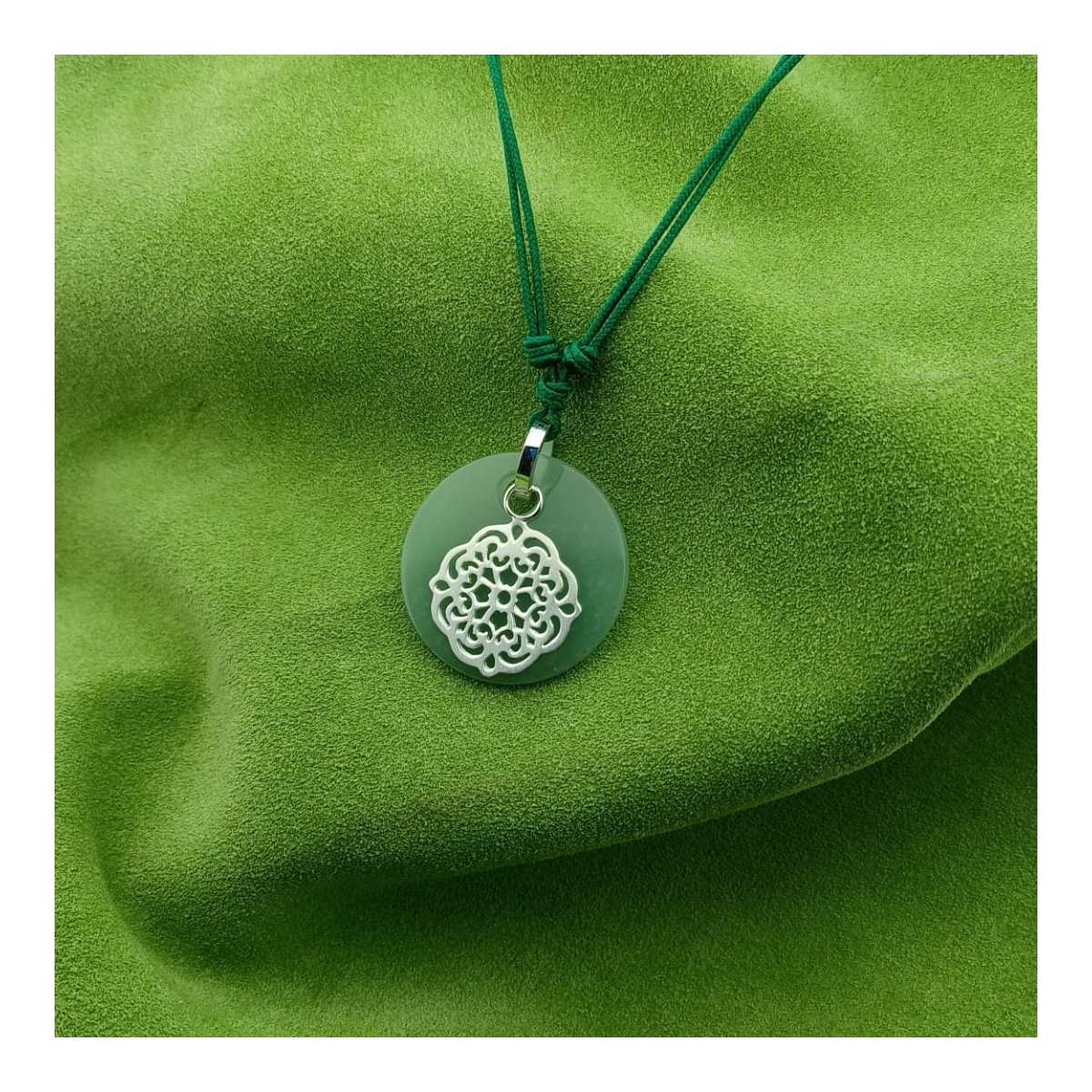 Colgante Mandala plata y jade